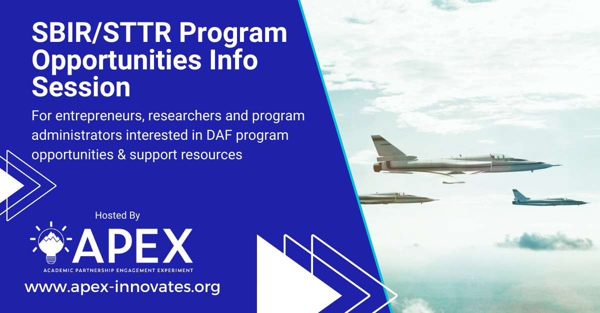 SBIR/STTR Program Opportunities Info Session Aug 19 @ 3pm EST
